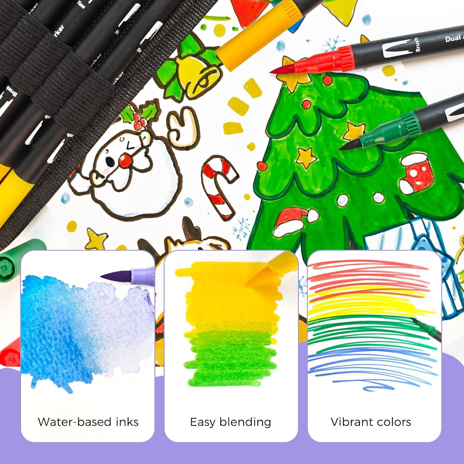 Artecho 120 Colors Markers for Adult Coloring Books, Dual Tip Markers ...