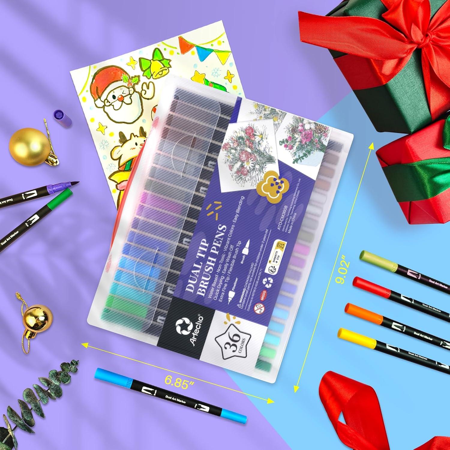 Artecho 120 Colors Markers for Adult Coloring Books, Dual Tip Markers ...