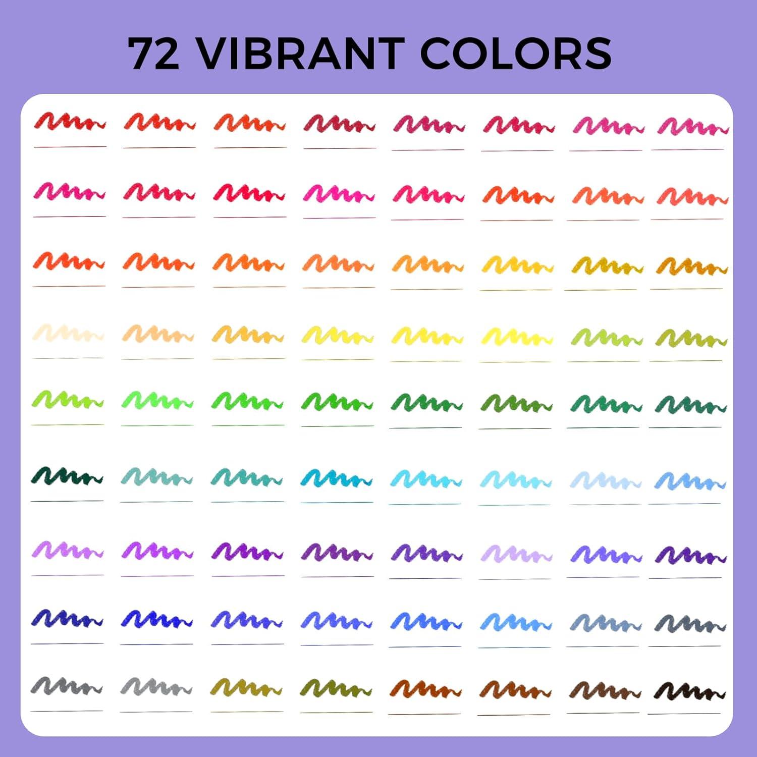 Artecho 72 Colors Markers for Adult Coloring Books, Dual Tip Markers ...