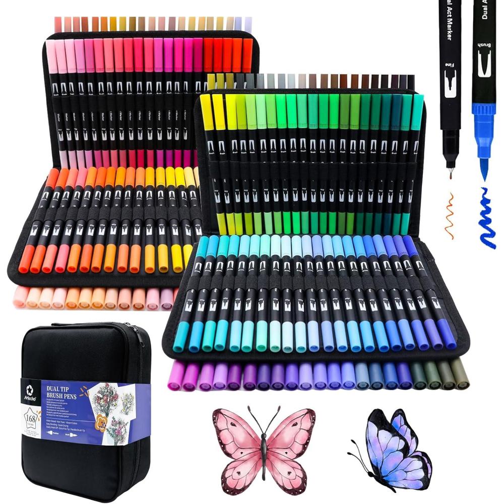 Artecho 120 Colors Markers for Adult Coloring Books, Dual Tip Markers ...